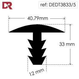 Rubber T Section with ribs on leg for additional grip.