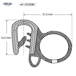 Flexible self grip rubber extrusion DE2208K from Delta Rubber Limited